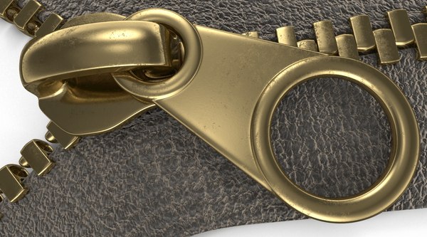 3d metal zipper brass