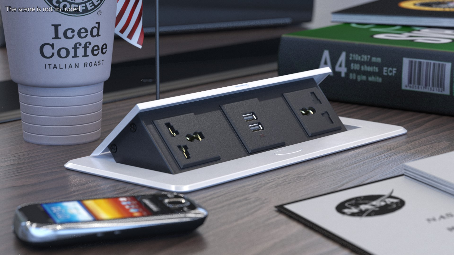 Connection Box Tabletop Universal Socket USB Charger Grey 3D model ...