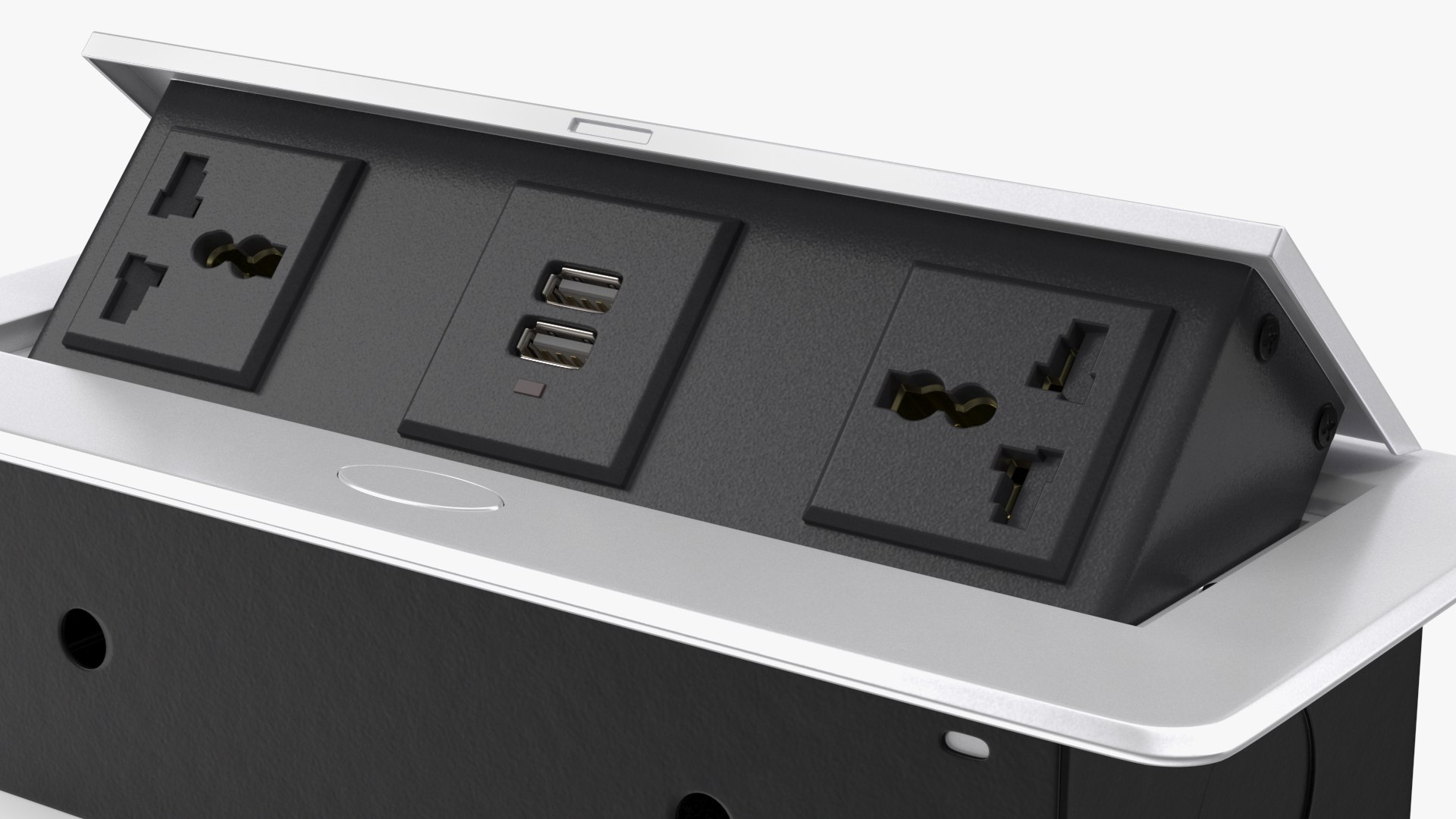 Connection Box Tabletop Universal Socket USB Charger Grey 3D model ...