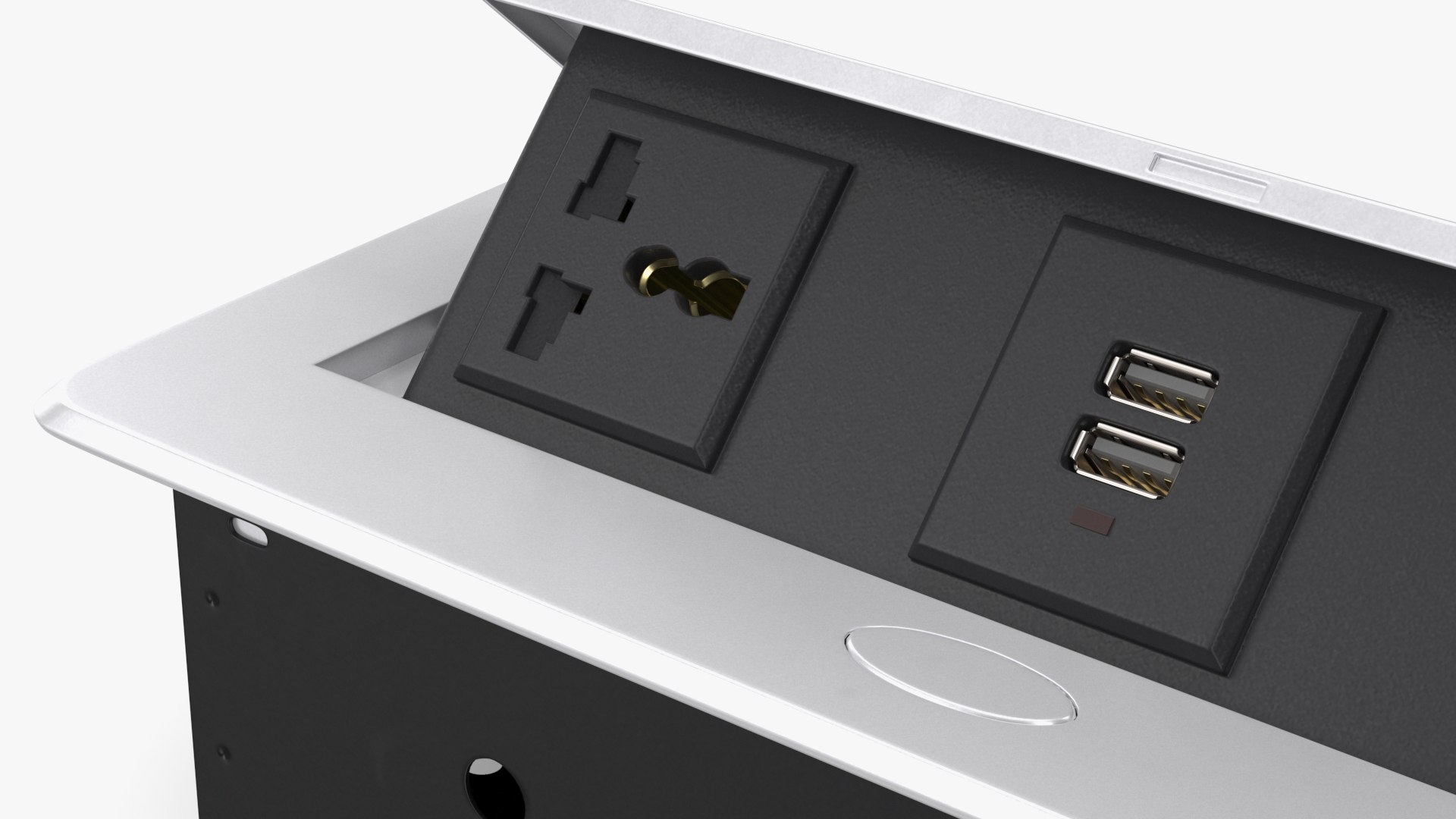 Connection Box Tabletop Universal Socket USB Charger Grey 3D model ...