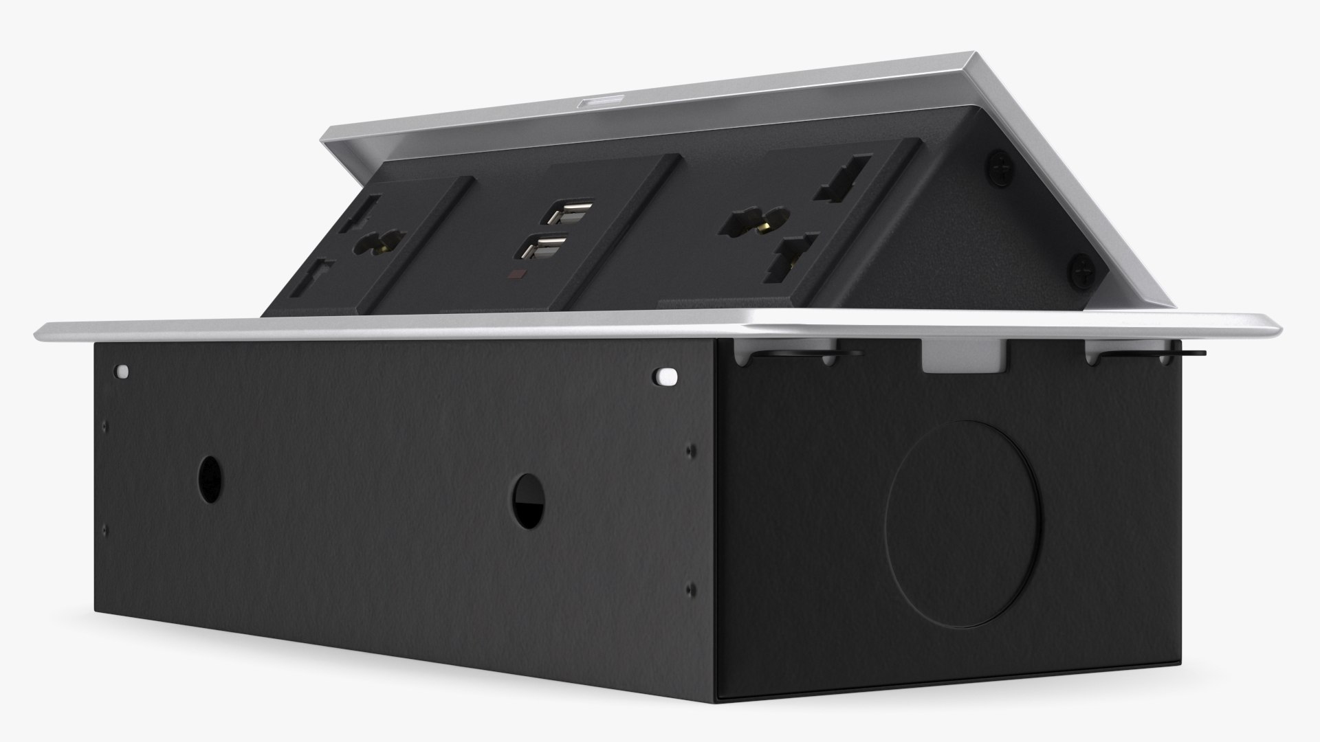 Connection Box Tabletop Universal Socket USB Charger Grey 3D model ...