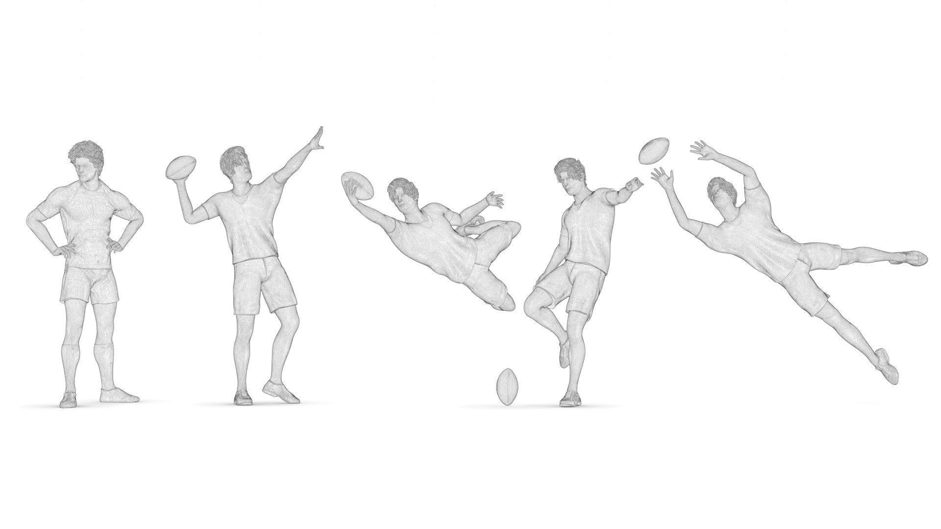 3D Model Rugby Poses 01 - TurboSquid 1971597