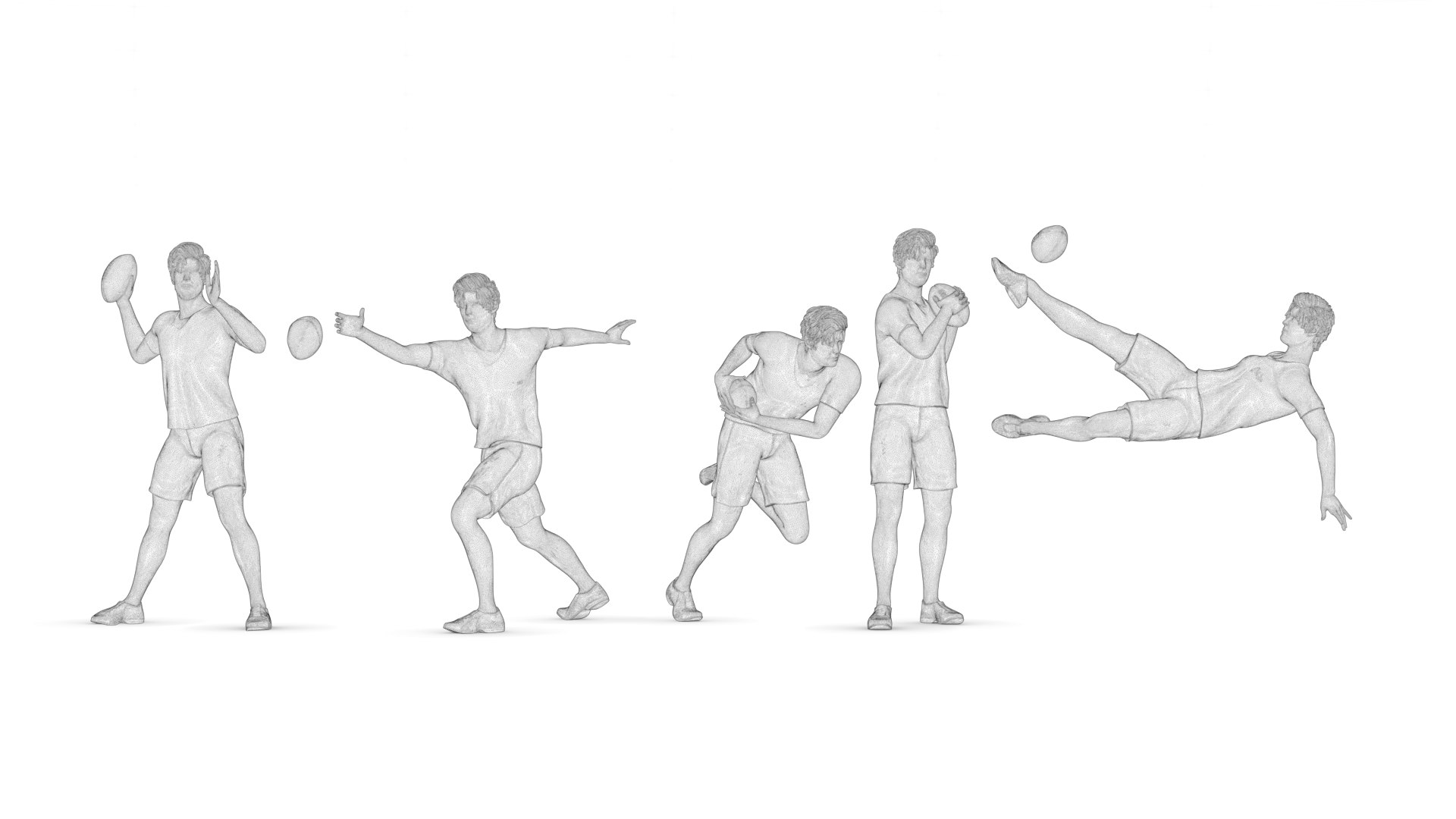 3D Model Rugby Poses 01 - TurboSquid 1971597