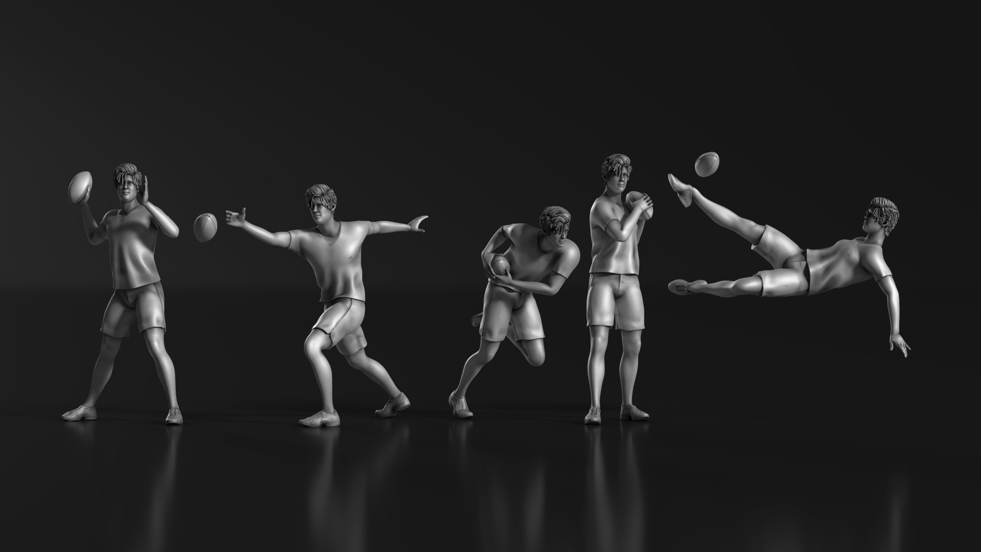 3D Model Rugby Poses 01 - TurboSquid 1971597