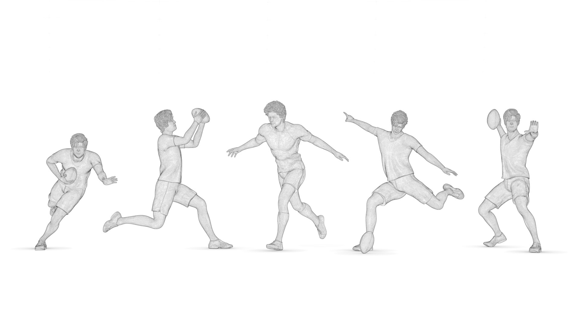 3D Model Rugby Poses 01 - TurboSquid 1971597