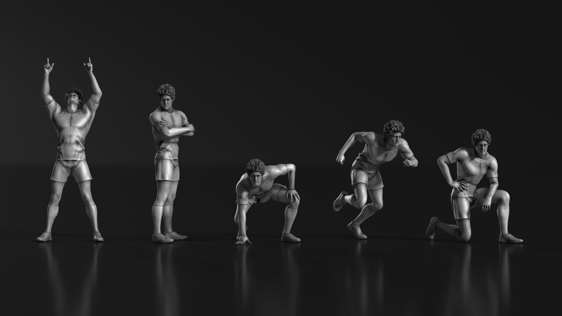 3D Model Rugby Poses 01 - TurboSquid 1971597