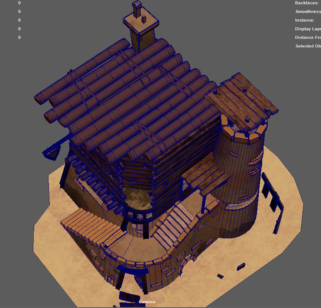 3D A Stylised House In An Environment Of Barren Land 3D Model Model ...