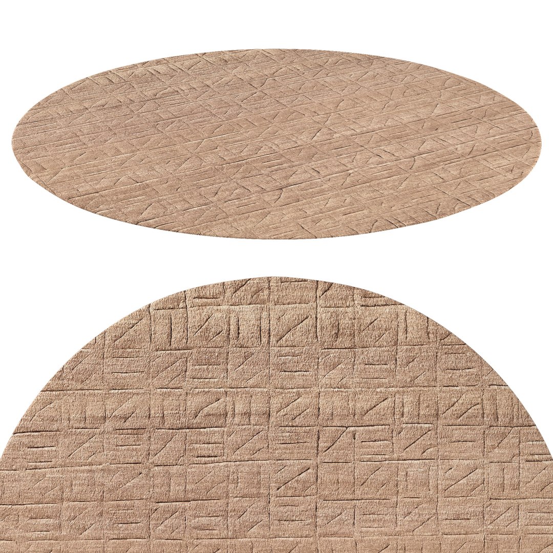 Kinari Wool Rug Ivory Burnt Caramel Round Model - TurboSquid 2367497