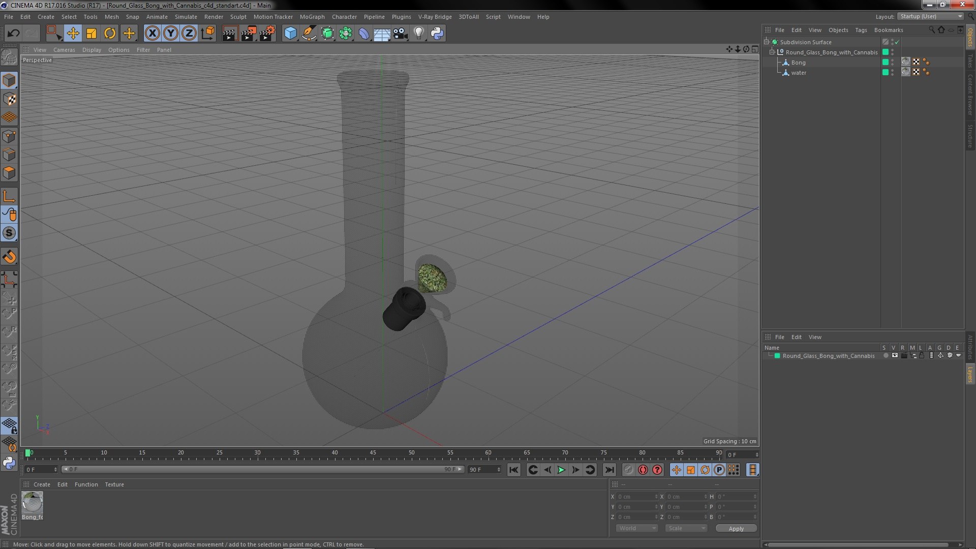 3D Round Glass Bong With Cannabis Model - TurboSquid 1997927