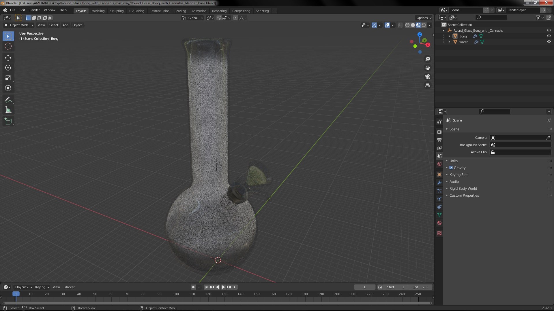 3D Round Glass Bong With Cannabis Model - TurboSquid 1997927