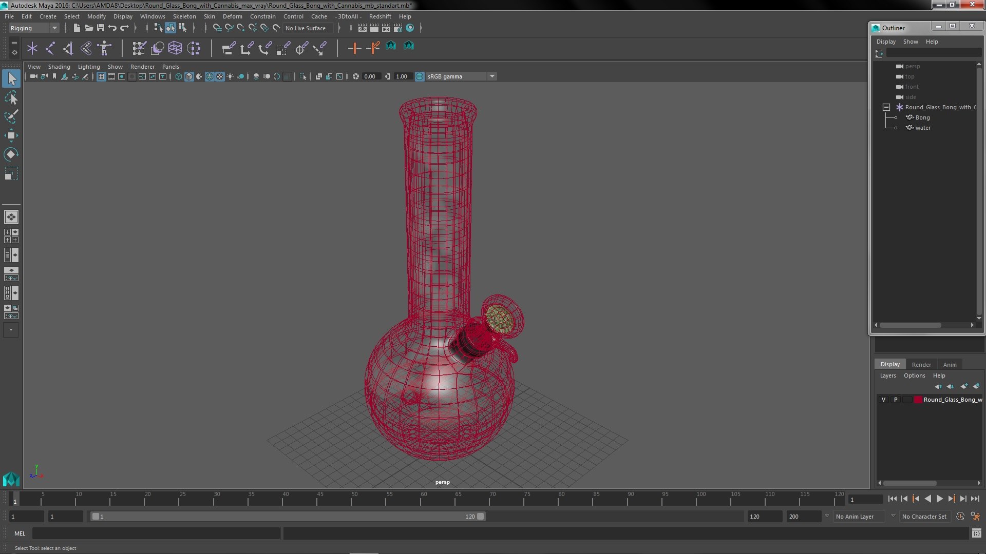3D Round Glass Bong With Cannabis Model - TurboSquid 1997927