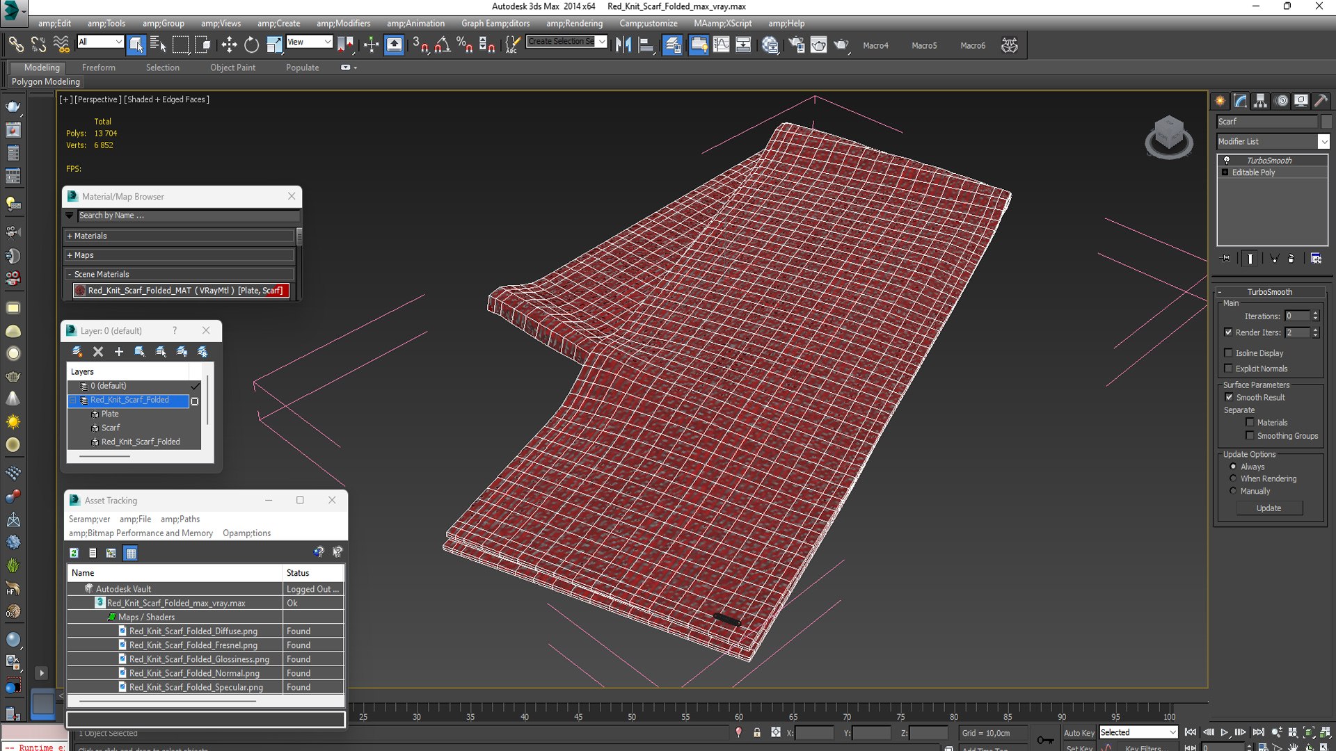 3D Red Knit Scarf Folded Model - TurboSquid 2243991