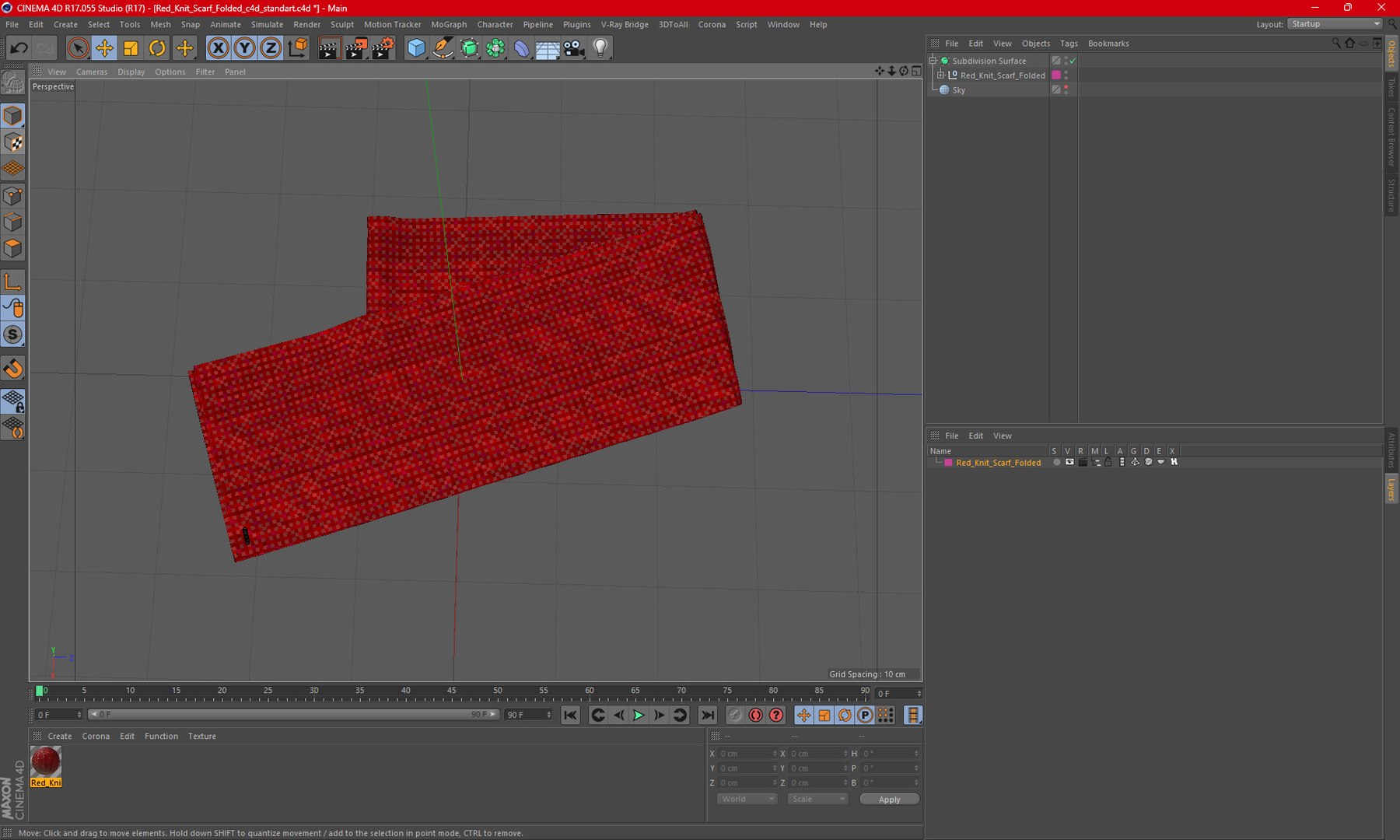 3D Red Knit Scarf Folded Model - TurboSquid 2243991