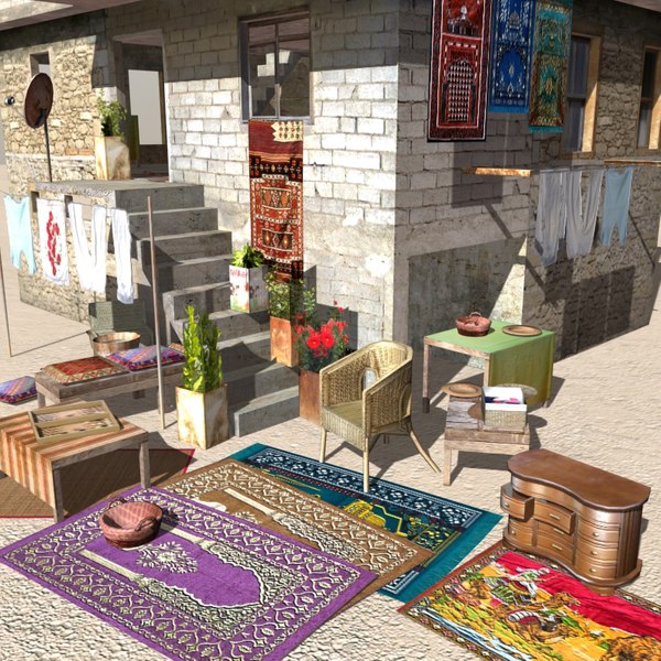 donkey arab carts 3d c4d