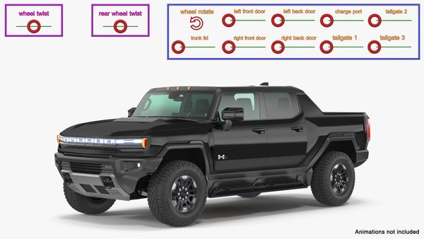 modelo 3d Camioneta GMC Hummer EV SUT Negra Aparejada - TurboSquid 2088571
