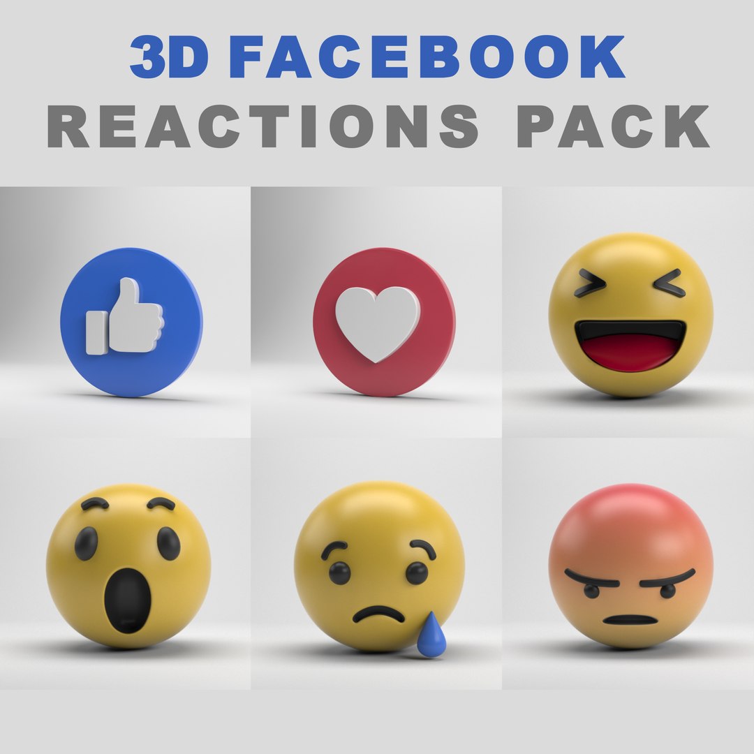 Facebook reactions pack 3D model - TurboSquid 1291884