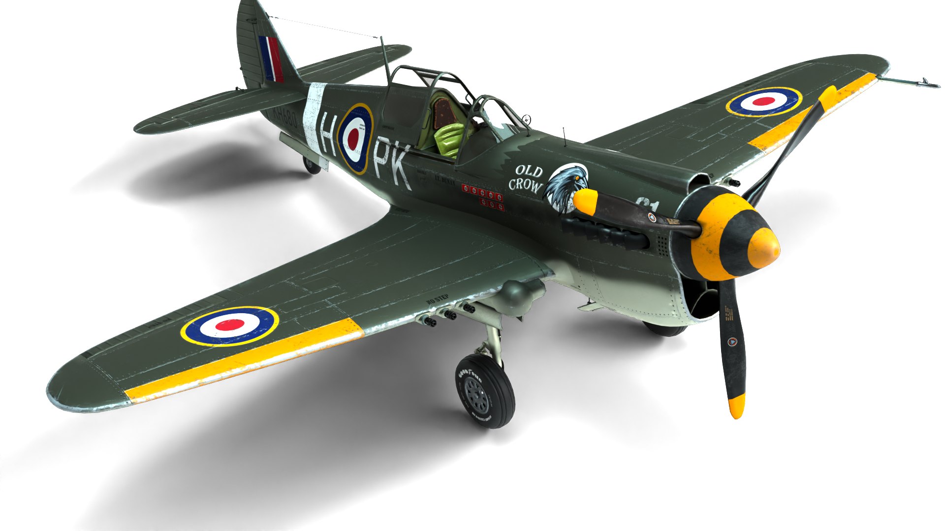 3D Britain Fully Rigged Wwii-Style Fighter Aircraft 3D Model Clean ...