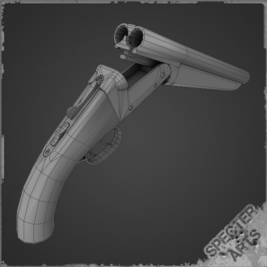 double barrel action shotgun 3d model