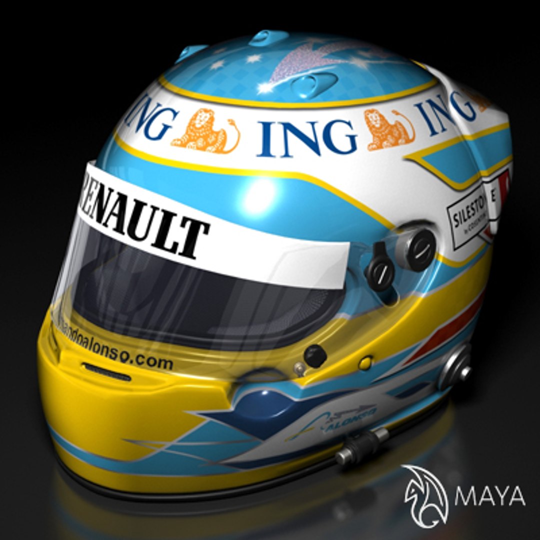 Fernando Alonso Helmet 2008 3d Model