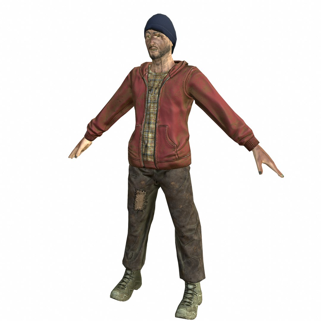 Homeless hobo man mobile 3D model | 1142435 | TurboSquid