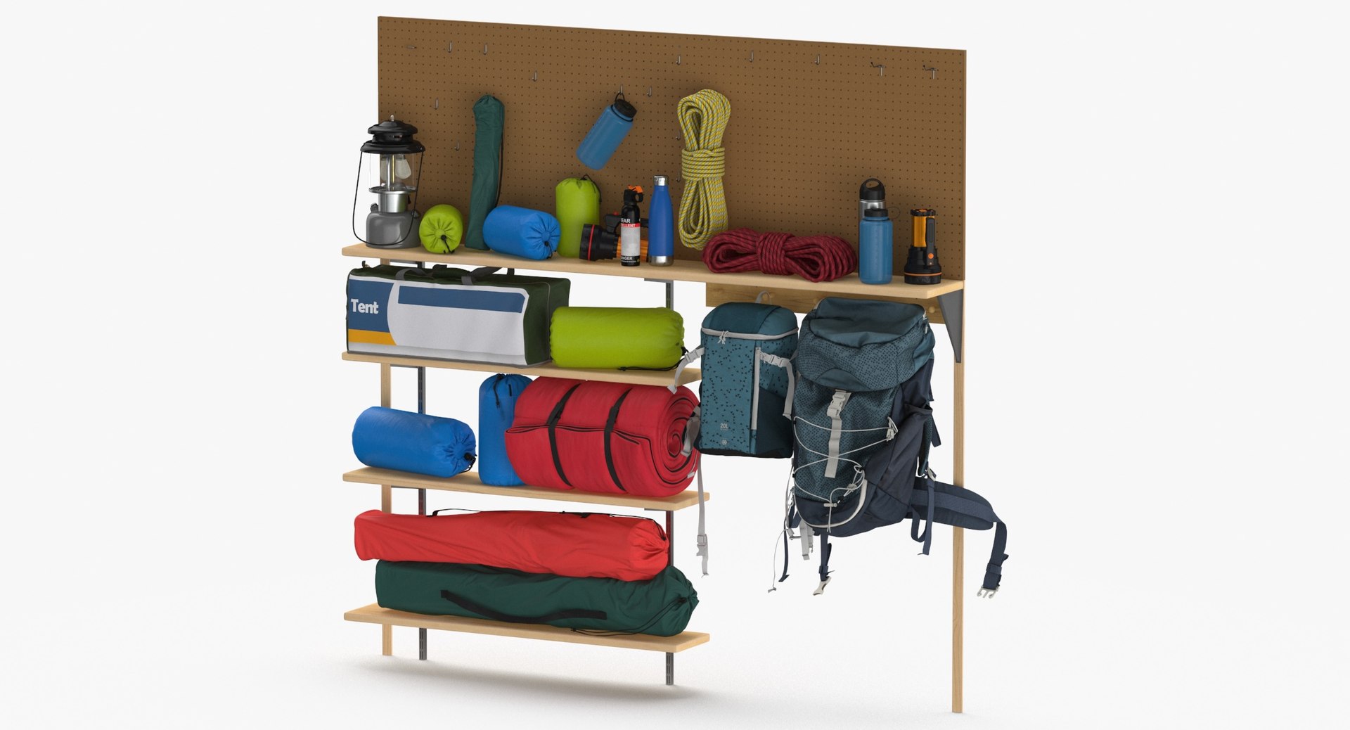 3D Camping Gear Storage Wall Clean and Dirty - TurboSquid 2136177