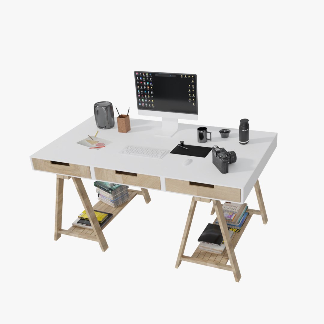 3D Low poly Modern Study Table model - TurboSquid 2136977