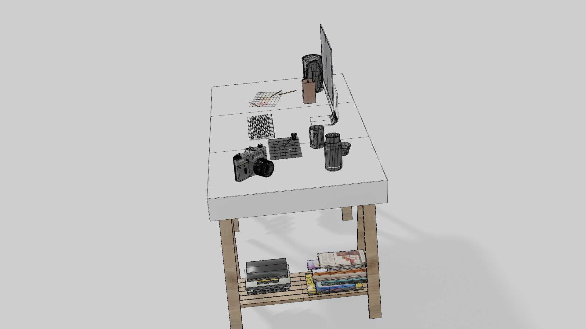 3D Low Poly Modern Study Table Model - TurboSquid 2136977