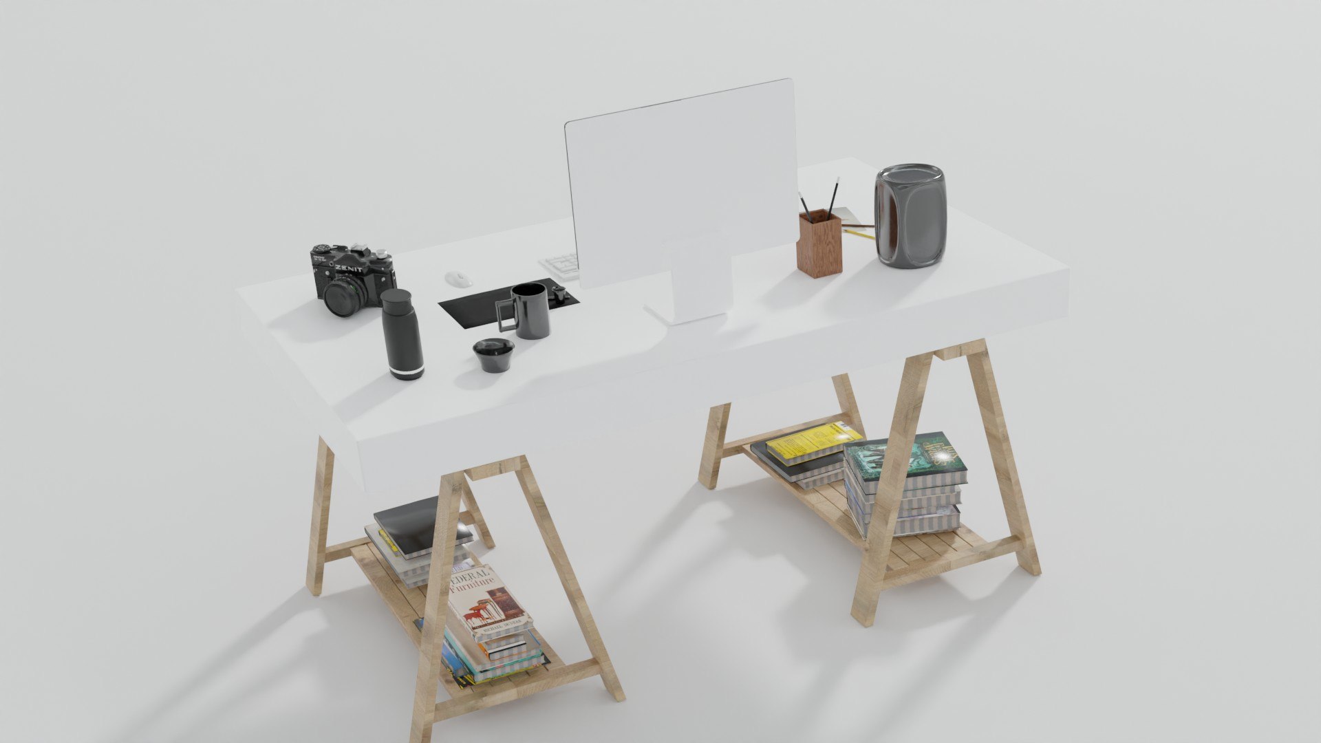 3D Low Poly Modern Study Table Model - TurboSquid 2136977