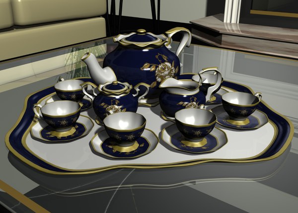 3d model old tea set