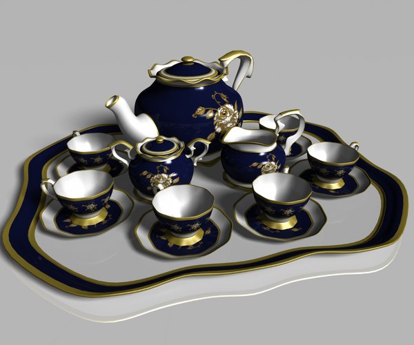 3d model old tea set
