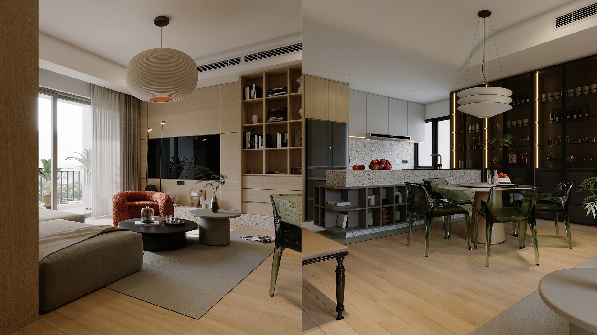 3D Soft Neutrals Apartment - Living Dining Kit Chen - MAX FBX OBJ SKP ...