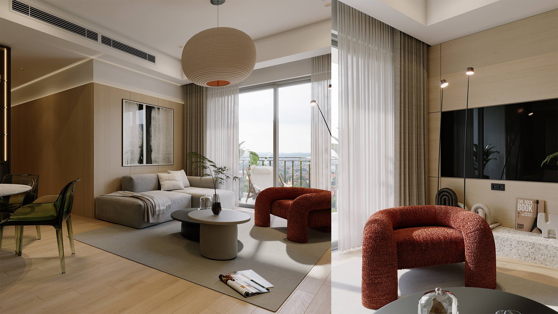 3D Soft Neutrals Apartment - Living Dining Kit Chen - MAX FBX OBJ SKP ...