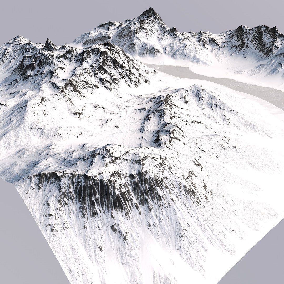 Snowy Mountain Terrain 3D Model - TurboSquid 1188126