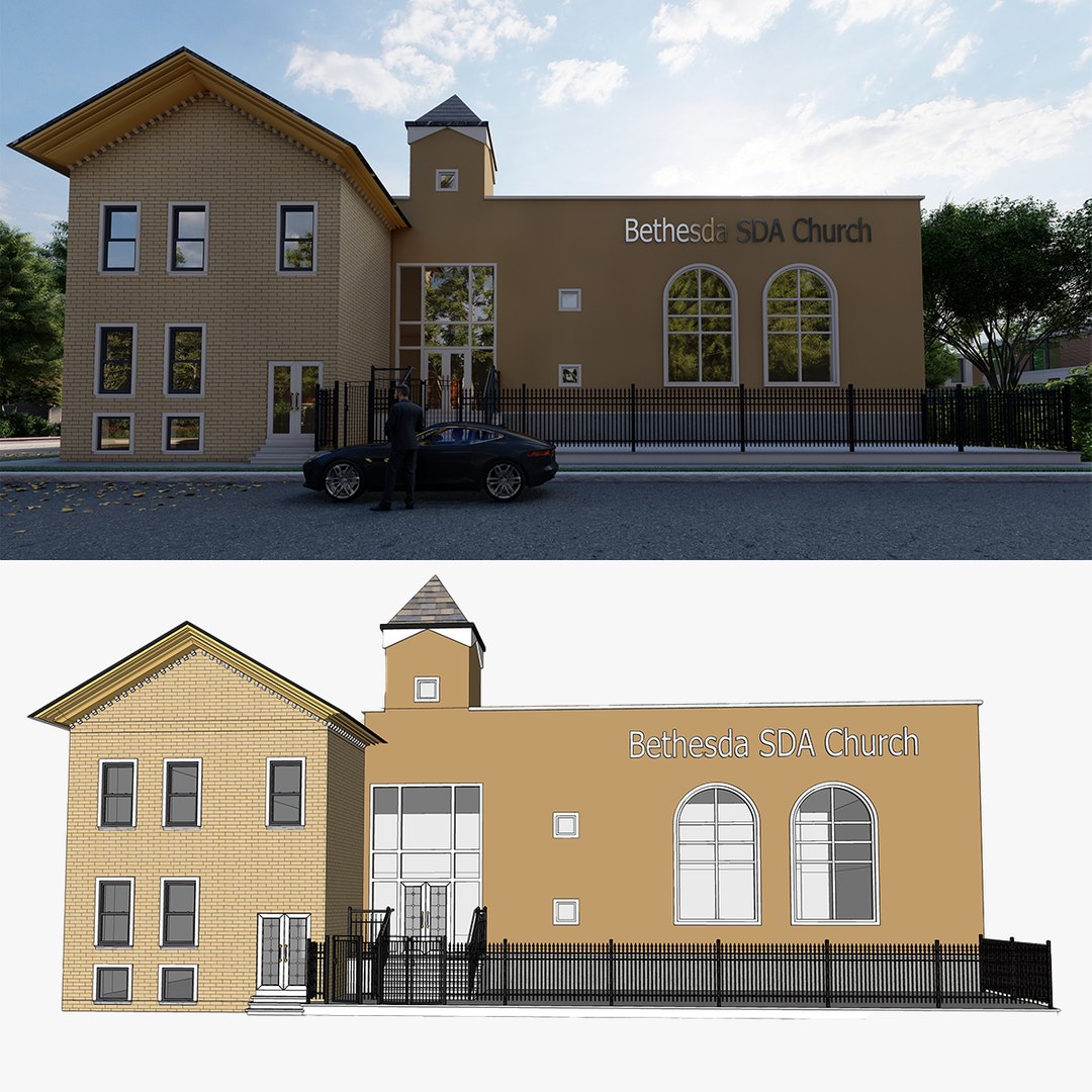 3D Church Front Exterior of Bethesda SDA Church USA model - TurboSquid ...