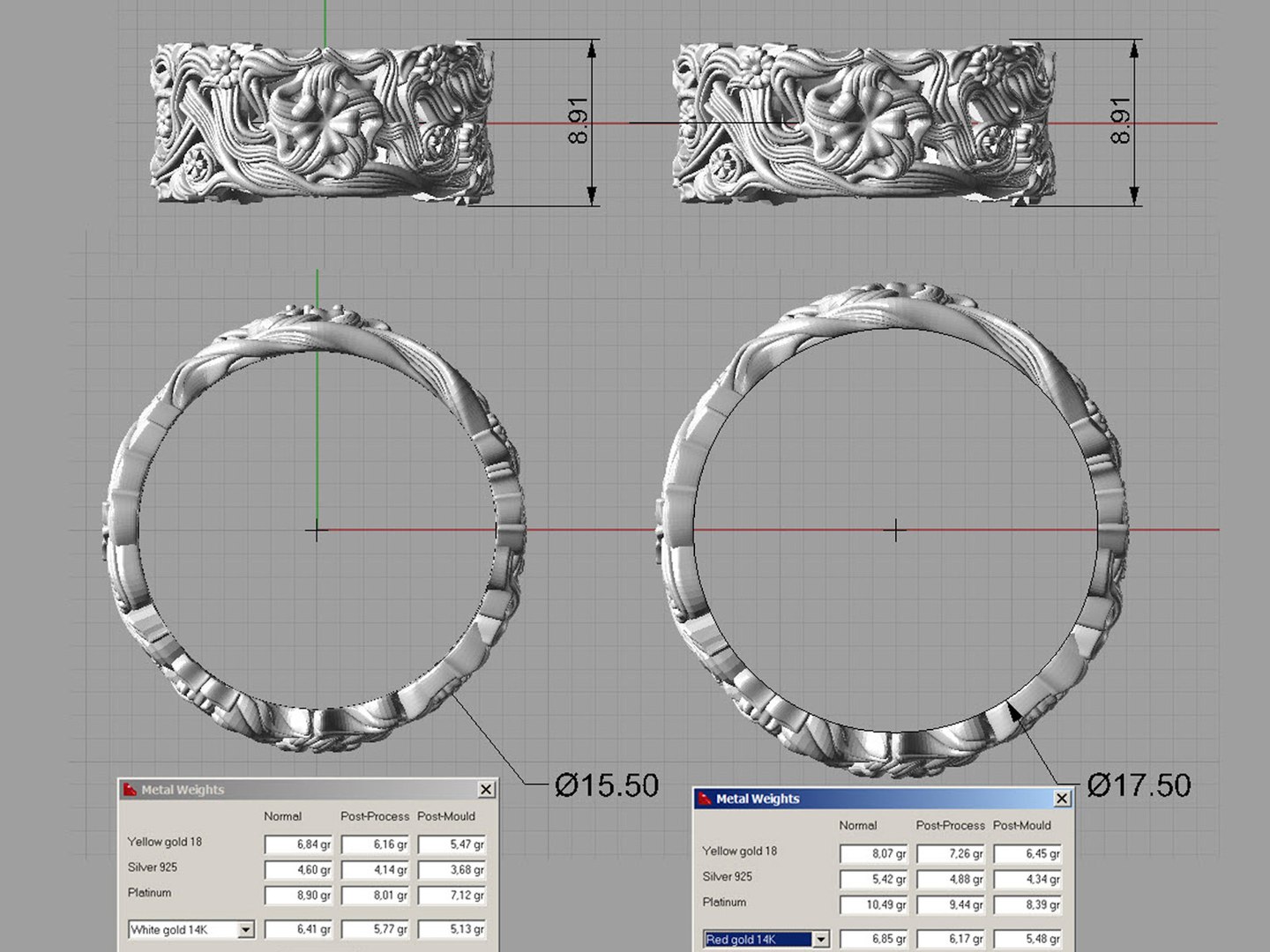 3D Model Jewelry Wedding Ring With Diamond 0118 Set Of Sizes 3dm Stl - TurboSquid 2074859