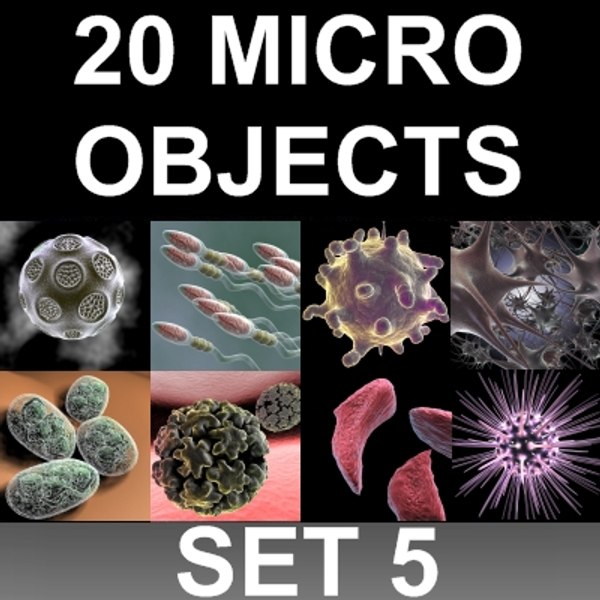 3d 20 micro objects set model