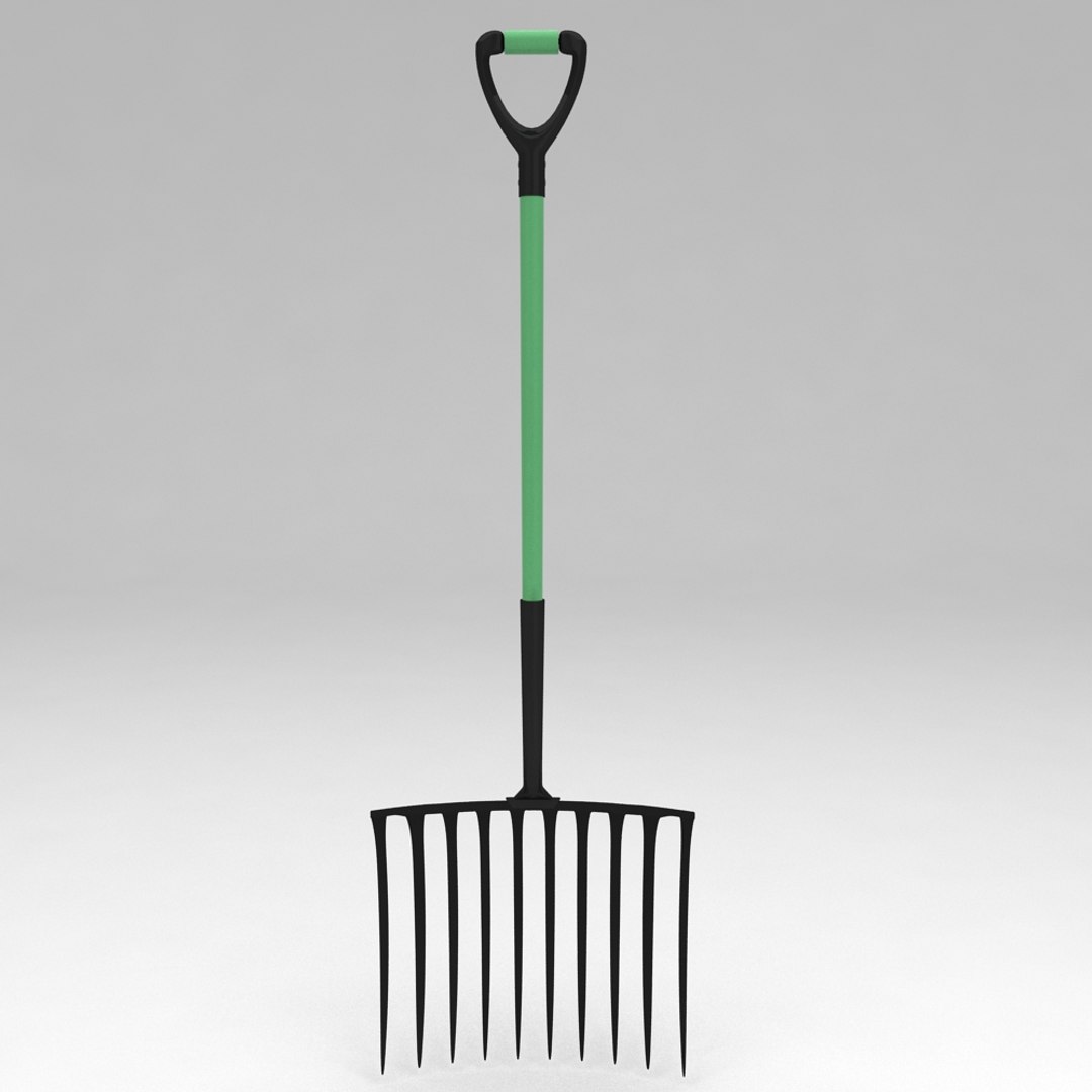 3d garden spading fork tool model