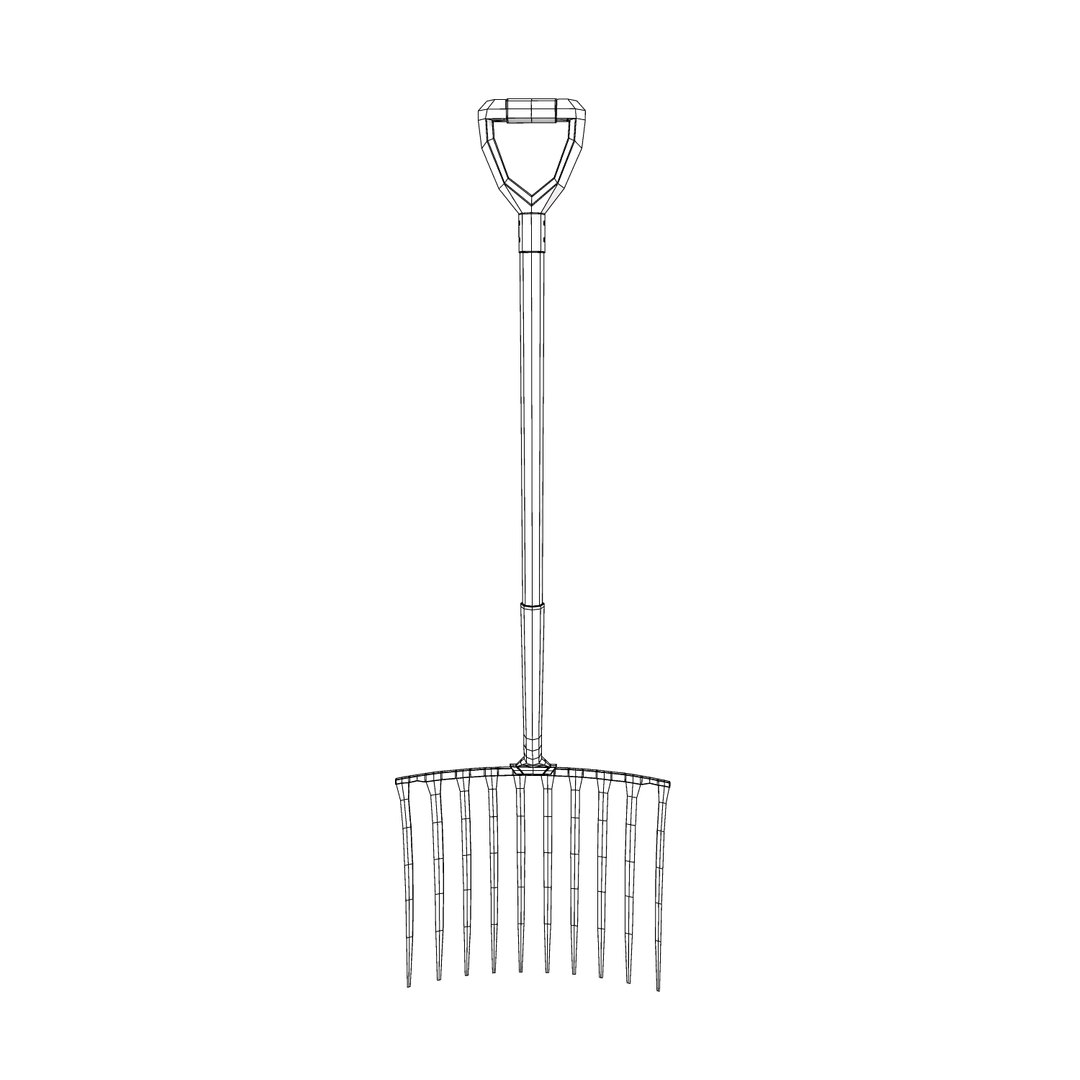 3d garden spading fork tool model