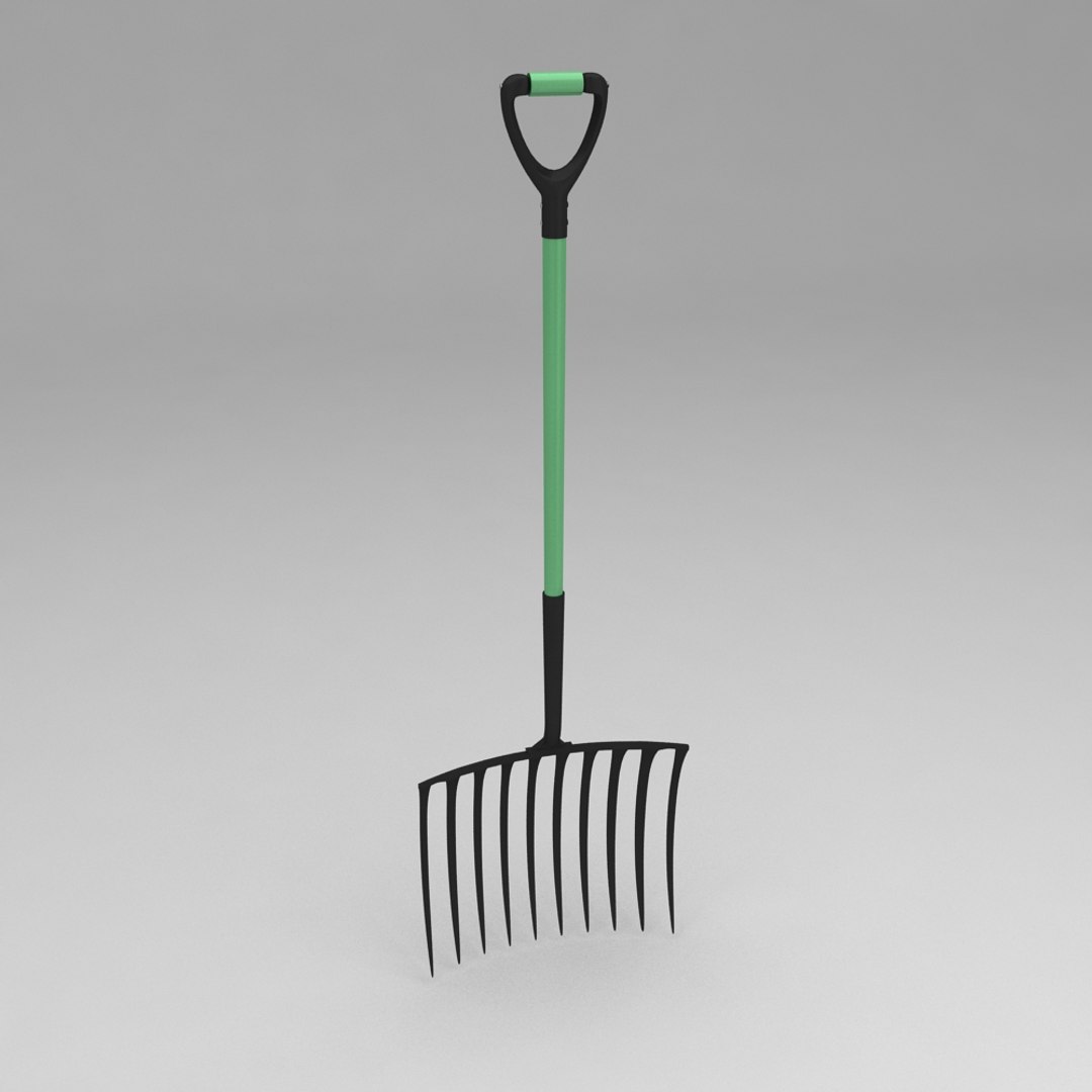 3d garden spading fork tool model