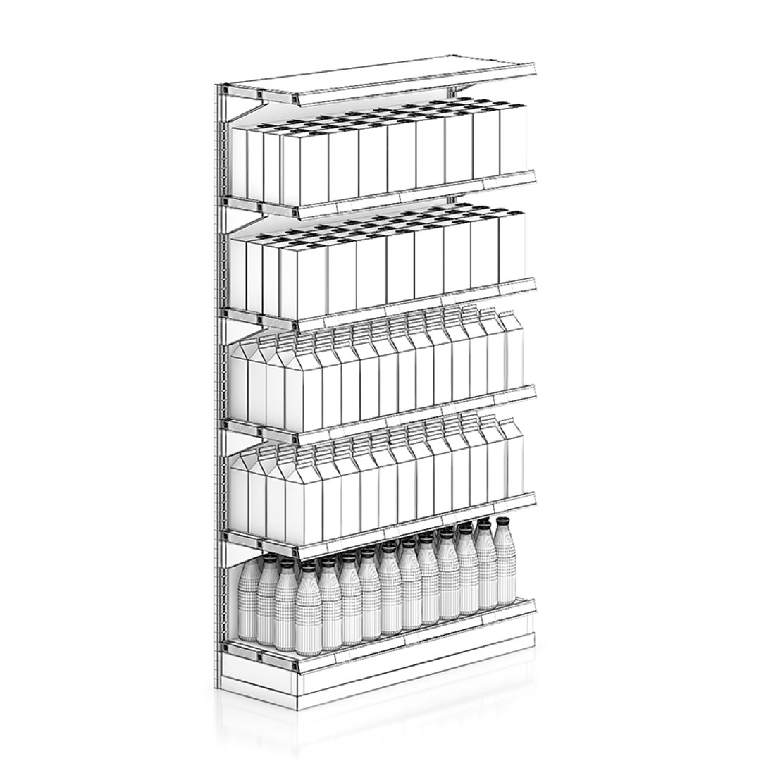Supermarket Shelf Milk C4d