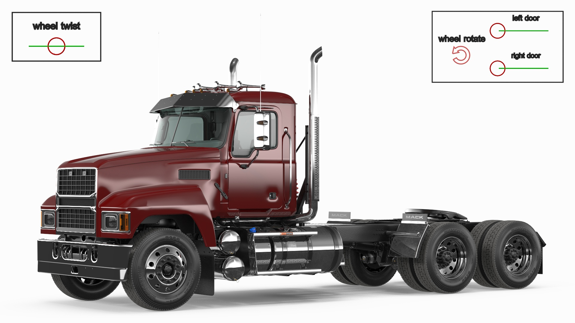 3D Semi Truck Mack Red Rigged - TurboSquid 2295992