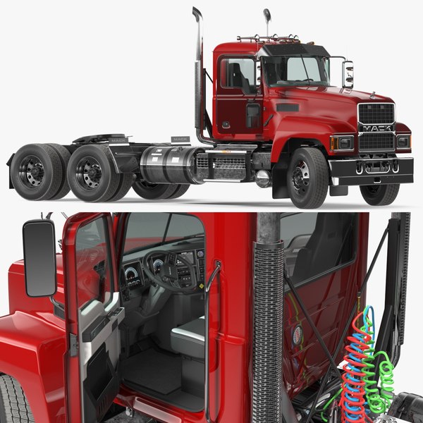 modelo 3d Camión semirremolque Mack Red Rigged - TurboSquid 2295992