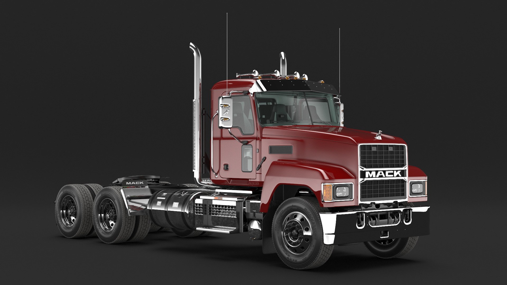3D Semi Truck Mack Red Rigged - TurboSquid 2295992