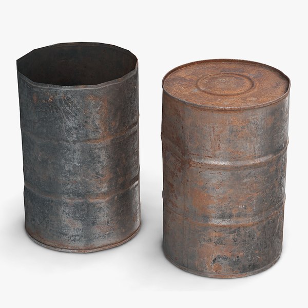 3d model old oil rust barrel