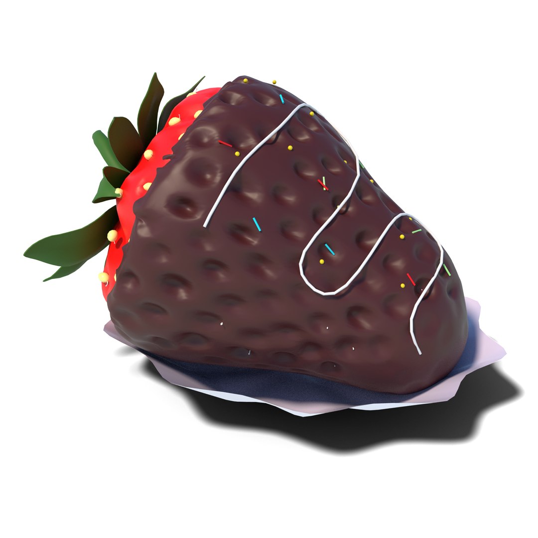 3D Chocolate Dipped Strawberry Model - TurboSquid 2095749