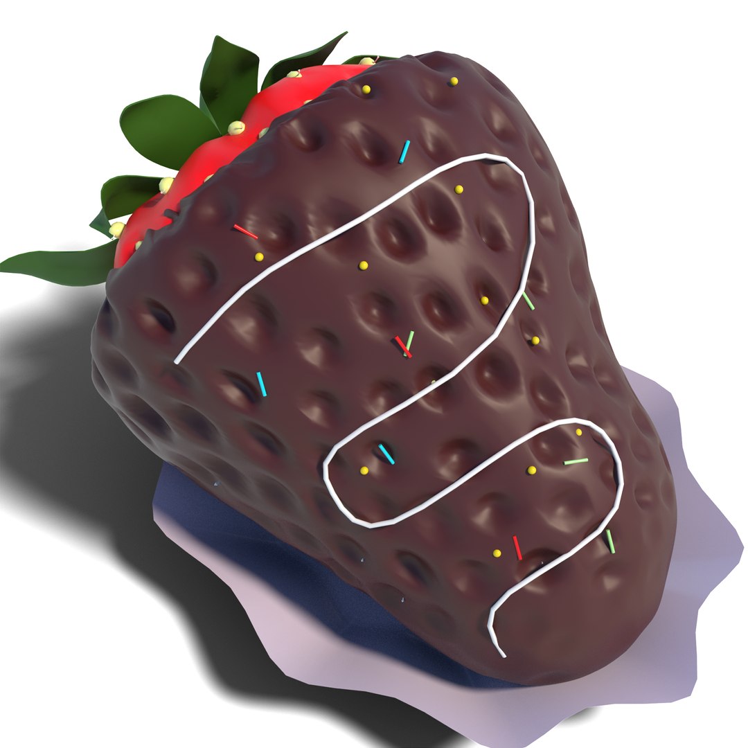 3D Chocolate Dipped Strawberry Model - TurboSquid 2095749
