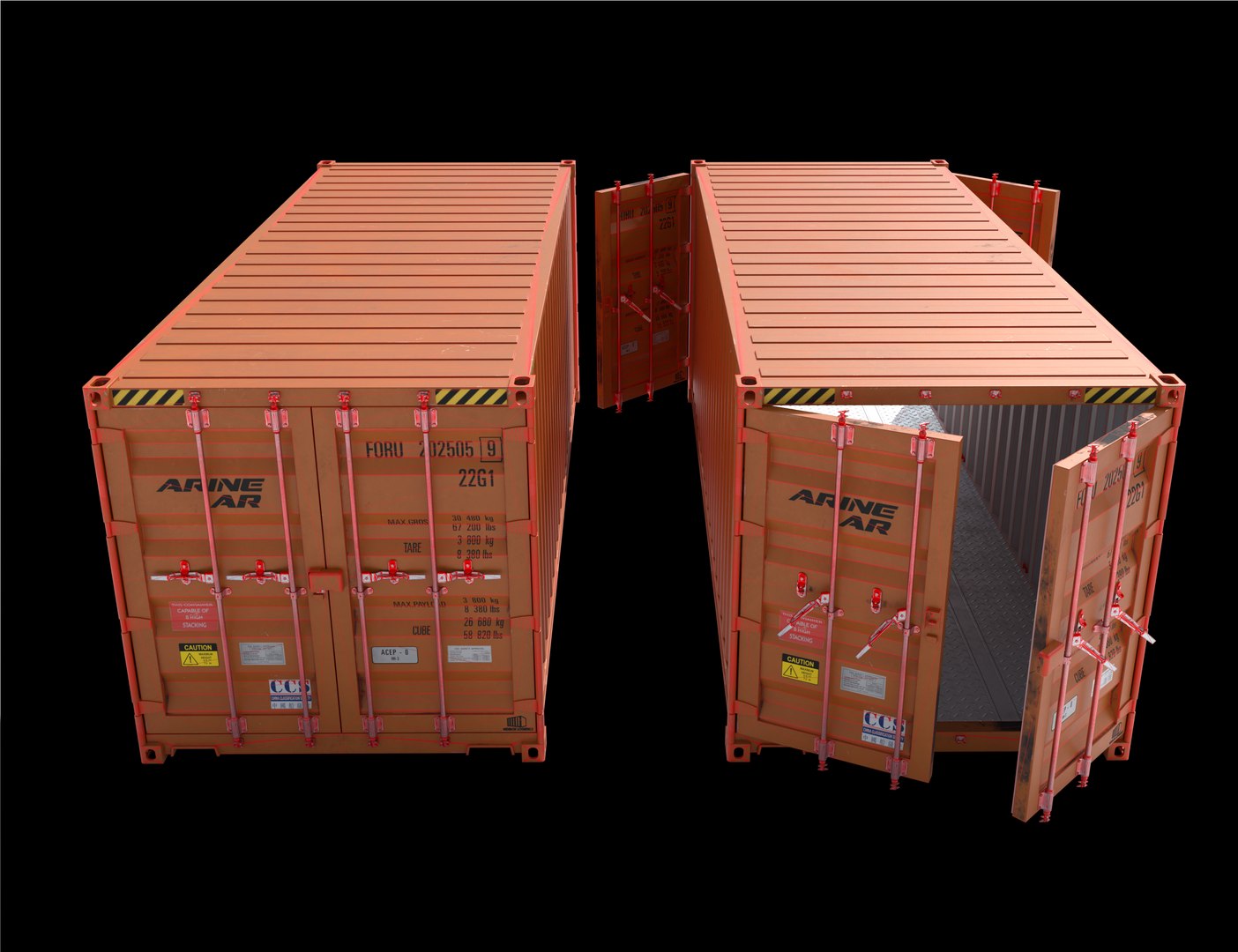 20ft Cargo Container Orange 3D - TurboSquid 2205843