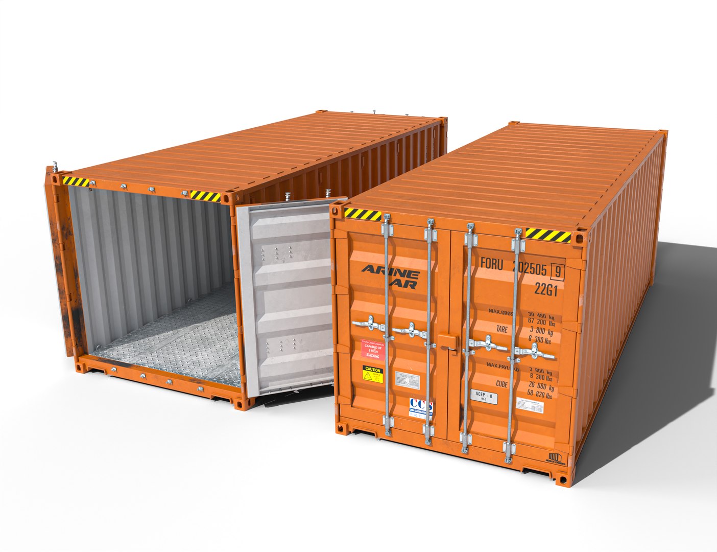 20ft Cargo Container Orange 3D - TurboSquid 2205843