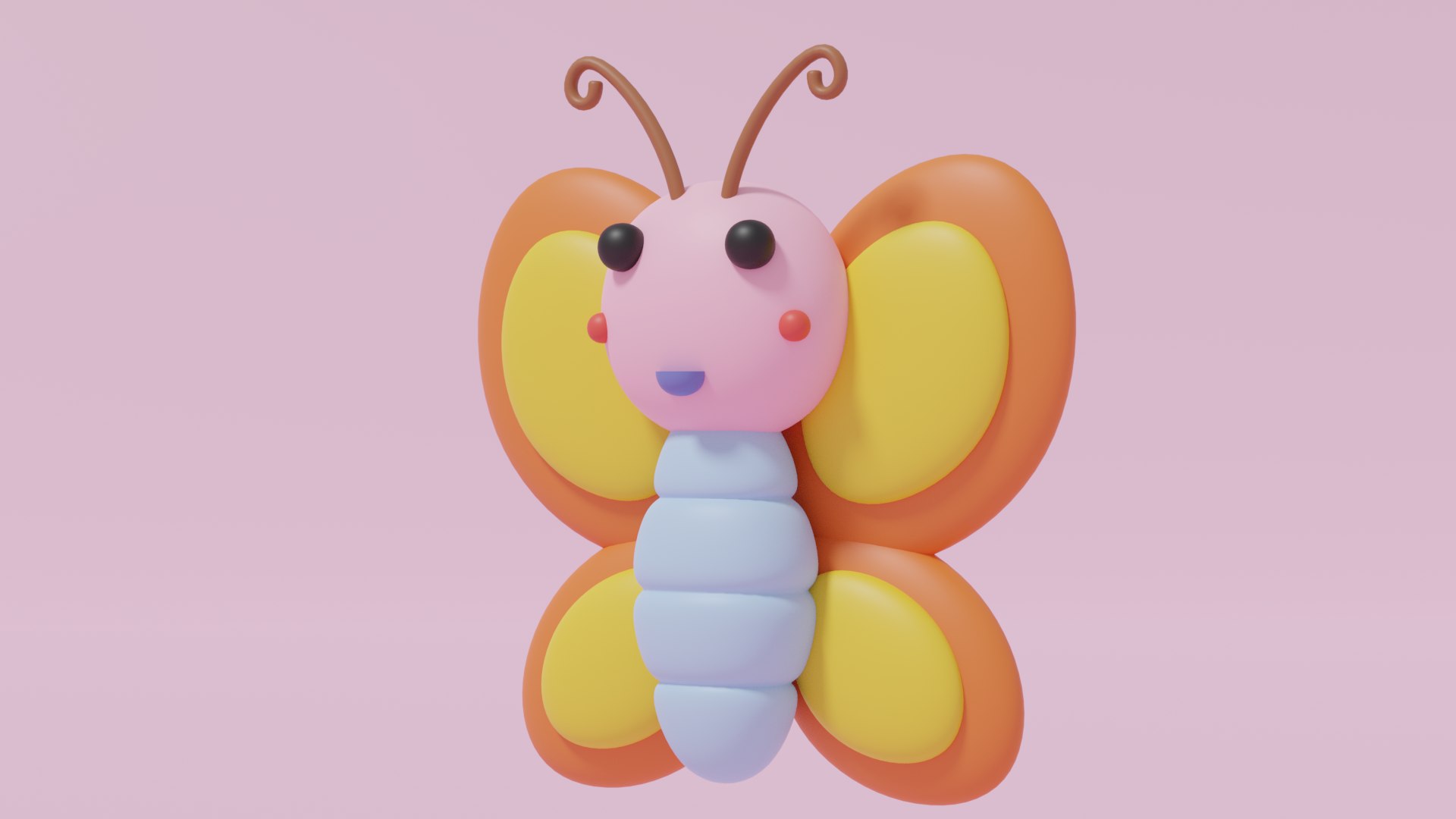 3D Cartoon Cute Butterfly 1 Model - TurboSquid 2151875