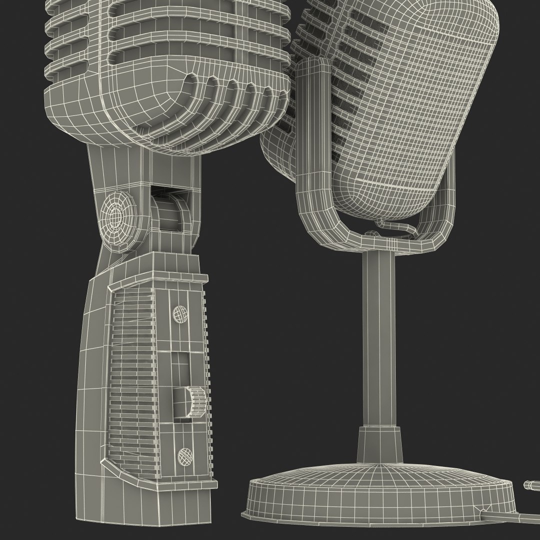 3d model classic studio microphones
